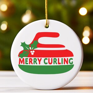 Merry Curling, Ice Curling Ornament, Curling Gift for Christmas ...