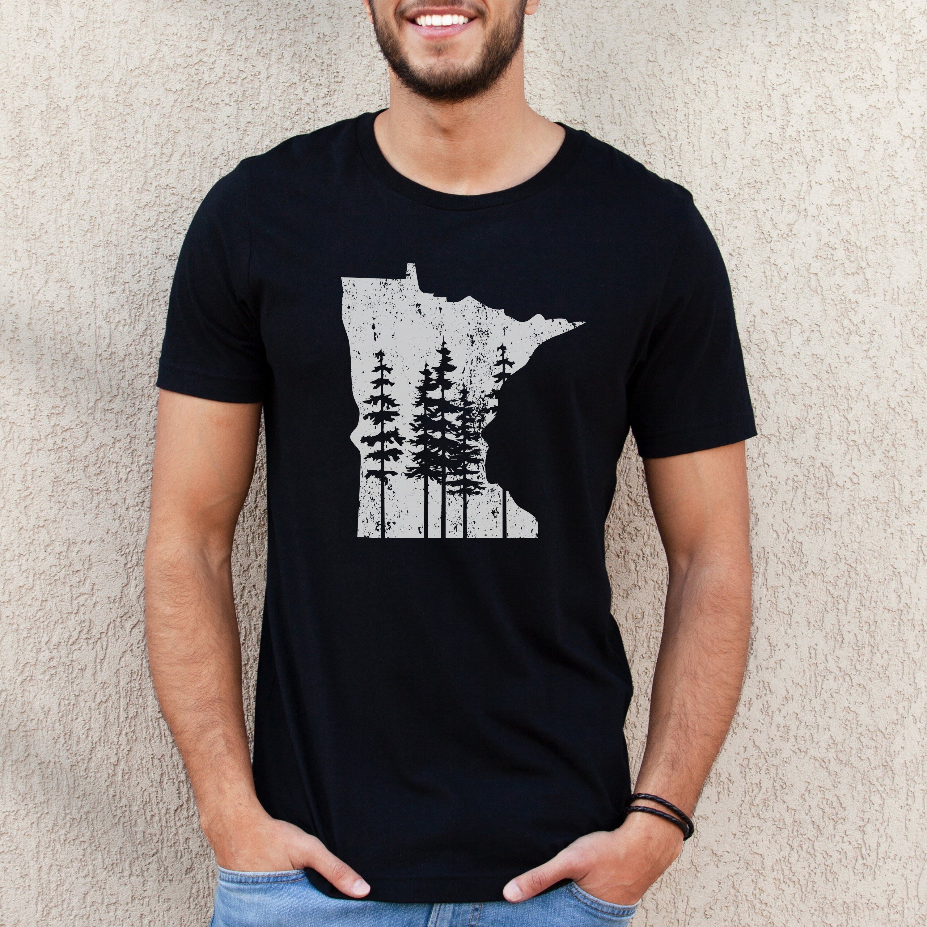 Minnesota State Silhouette With Trees T Shirt, Minnesota Shirt ...