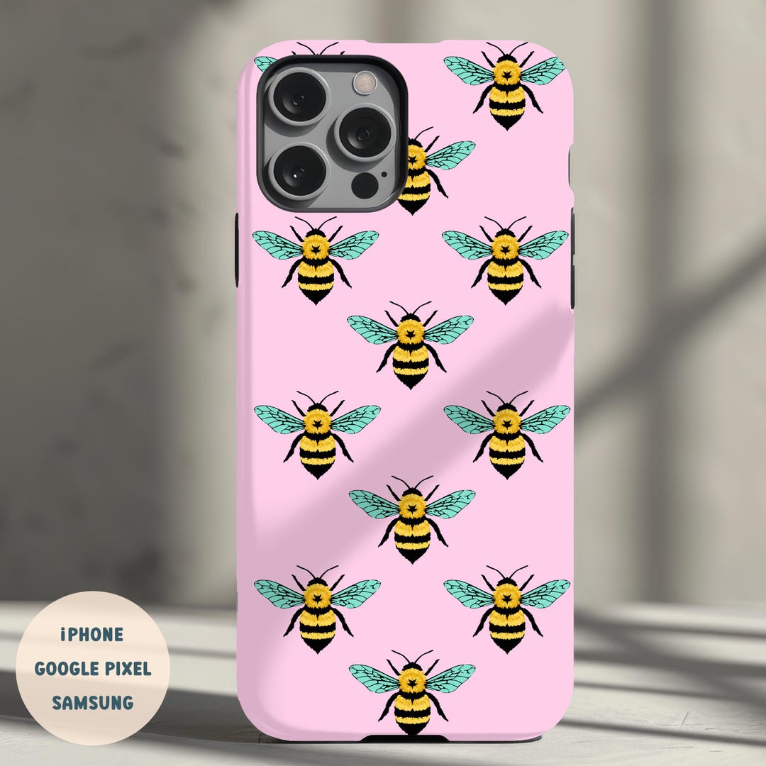 Pink Bee Phone Case, iPhone Case, Cute Bee Samsung Case, Google Pixel ...