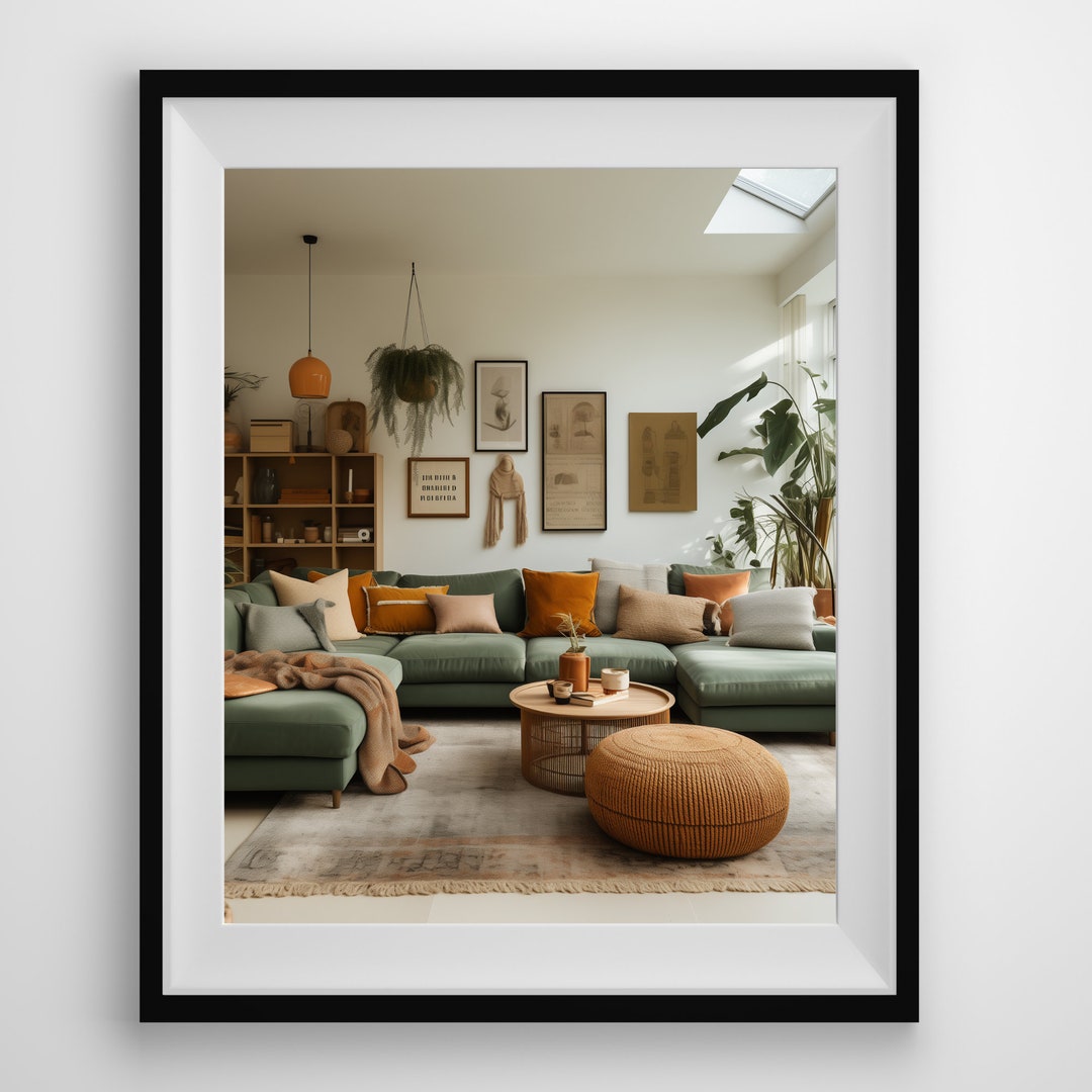 Boho Room With Plants Greenery Decor Print - Etsy