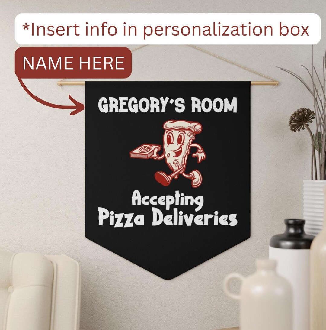 Personalized Kid's PIZZA Pennant Style Banner | Pennant Flag Wall Art ...
