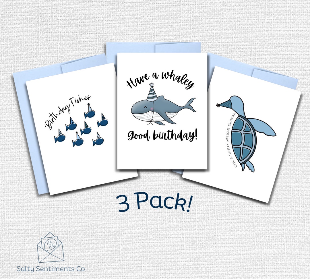 Birthday Hat 3 Pack Birthday Card Greeting Card Puns Punny Nautical ...
