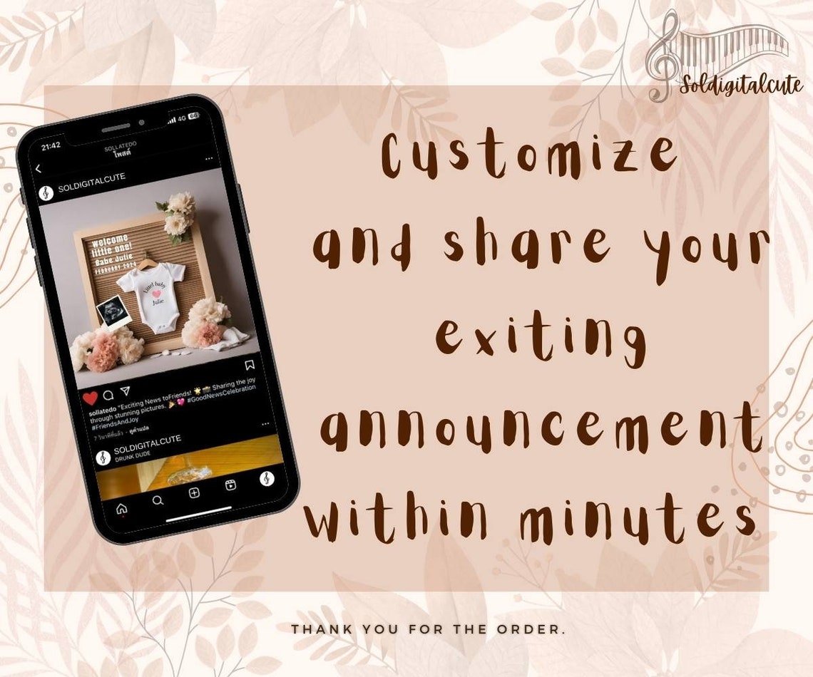 Pregnancy Announcement Digital CANVA, Digital Announcement Editable ...