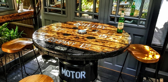Wooden cable drum table store