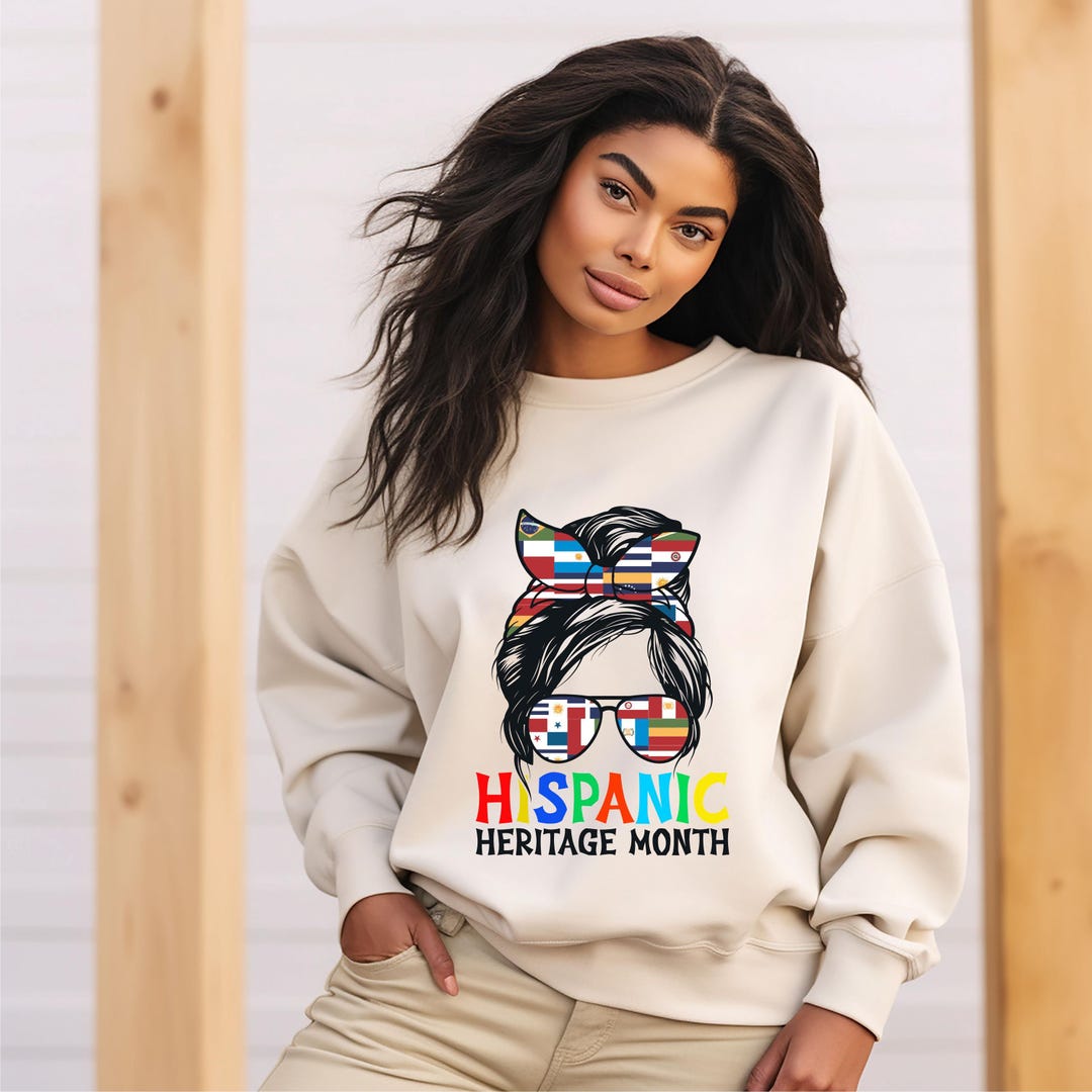 Latina Sweatshirt,hispanic Women Pride Shirt,messy Bun Latino Culture T ...