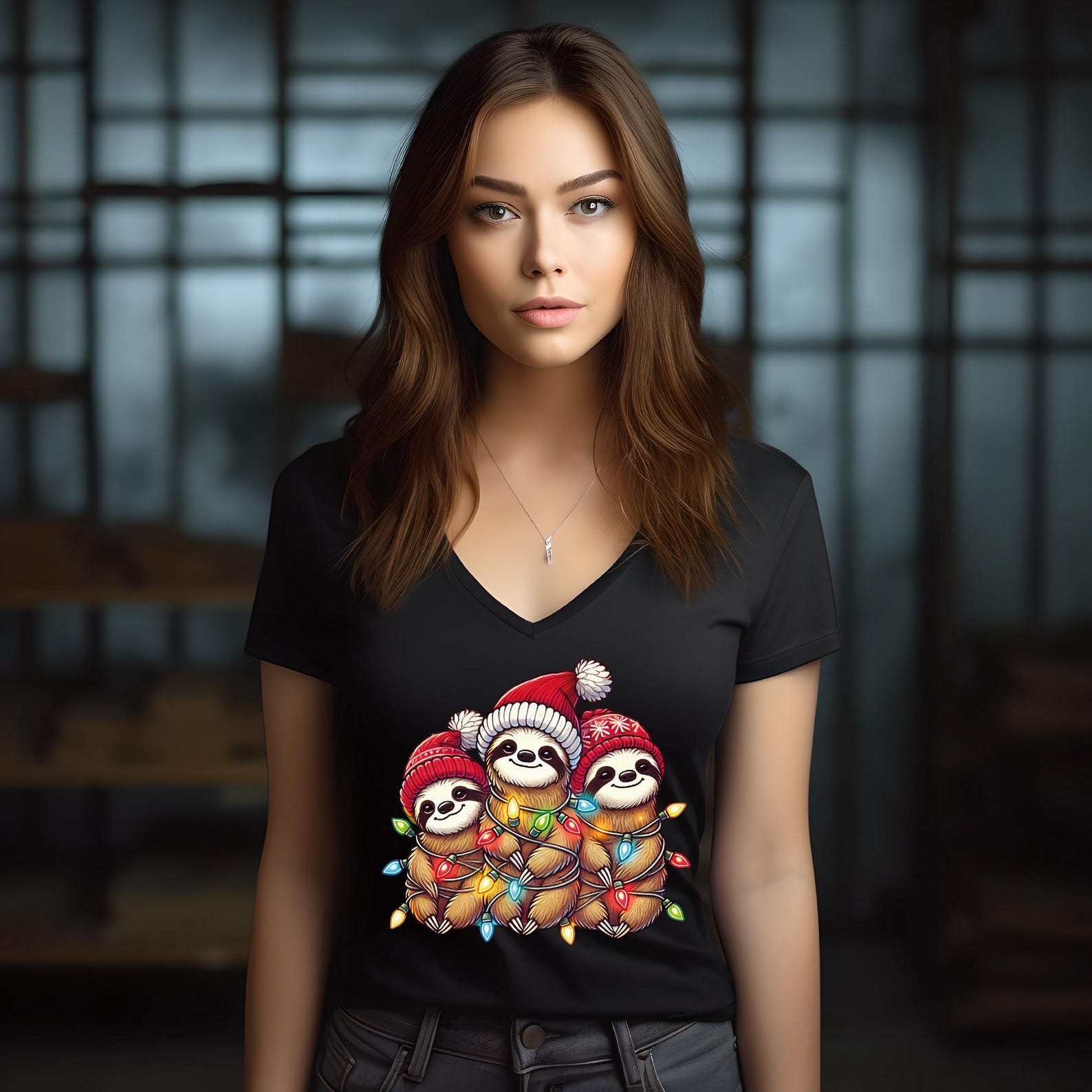 Cute Sloths Christmas Lights Sweatshirt T-shirt, Funny Christmas Hoodie ...