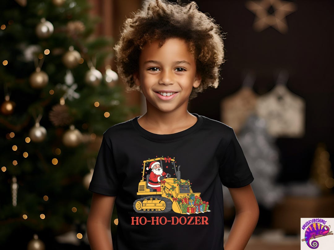 Ho Ho Dozer Kids Christmas Shirt, Santa Driving Bulldozer Tee, Cute ...