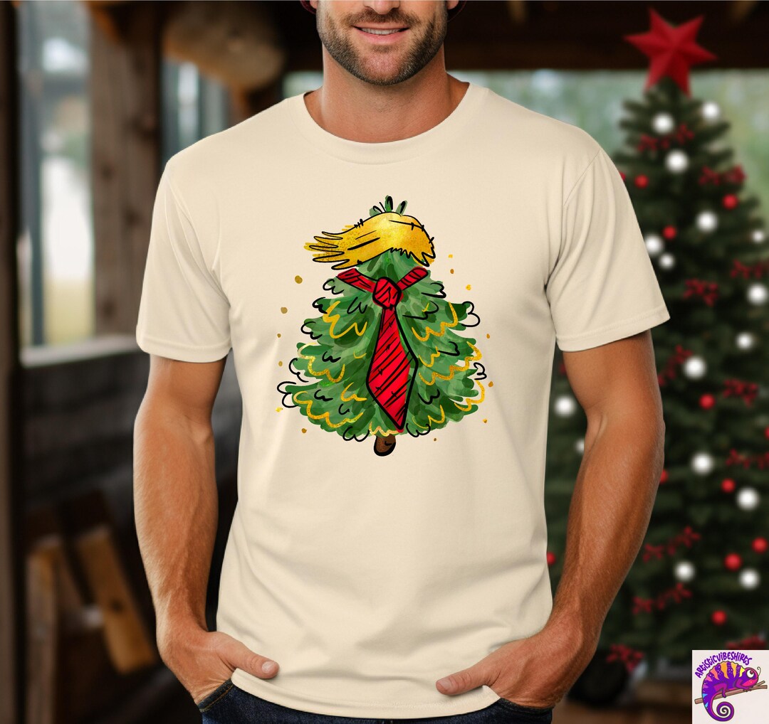 Funny Christmas Tree Parody Shirt, Holiday Humor Tee, Red Tie Xmas Tree ...