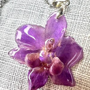 Real Orchid Dried Flower Pendant, Flower Epoxy Resin Pendant, Pressed ...