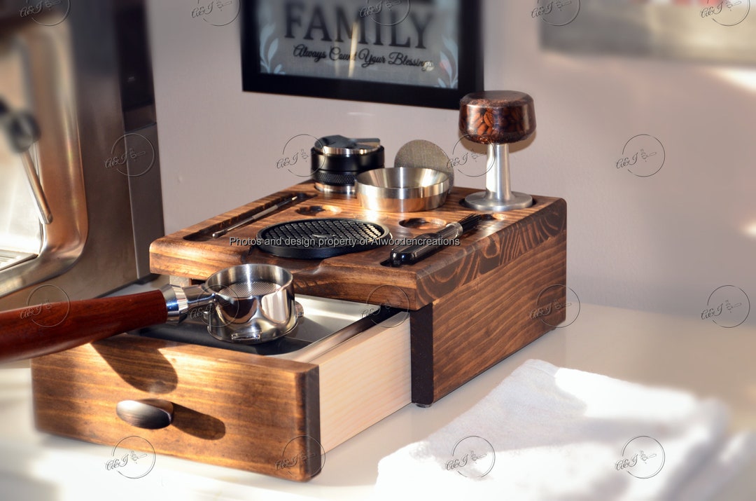 Espresso Knock Box Drawer, Barista Tamping Station, Portafilter Tamper ...