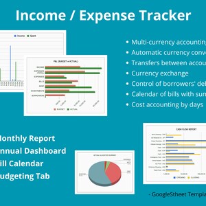 Expense Tracker Google Sheets, Expense Spreadsheet, Expense Tracker ...