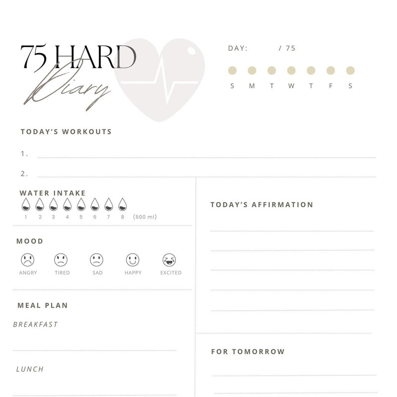 75 Hard Printable - Etsy