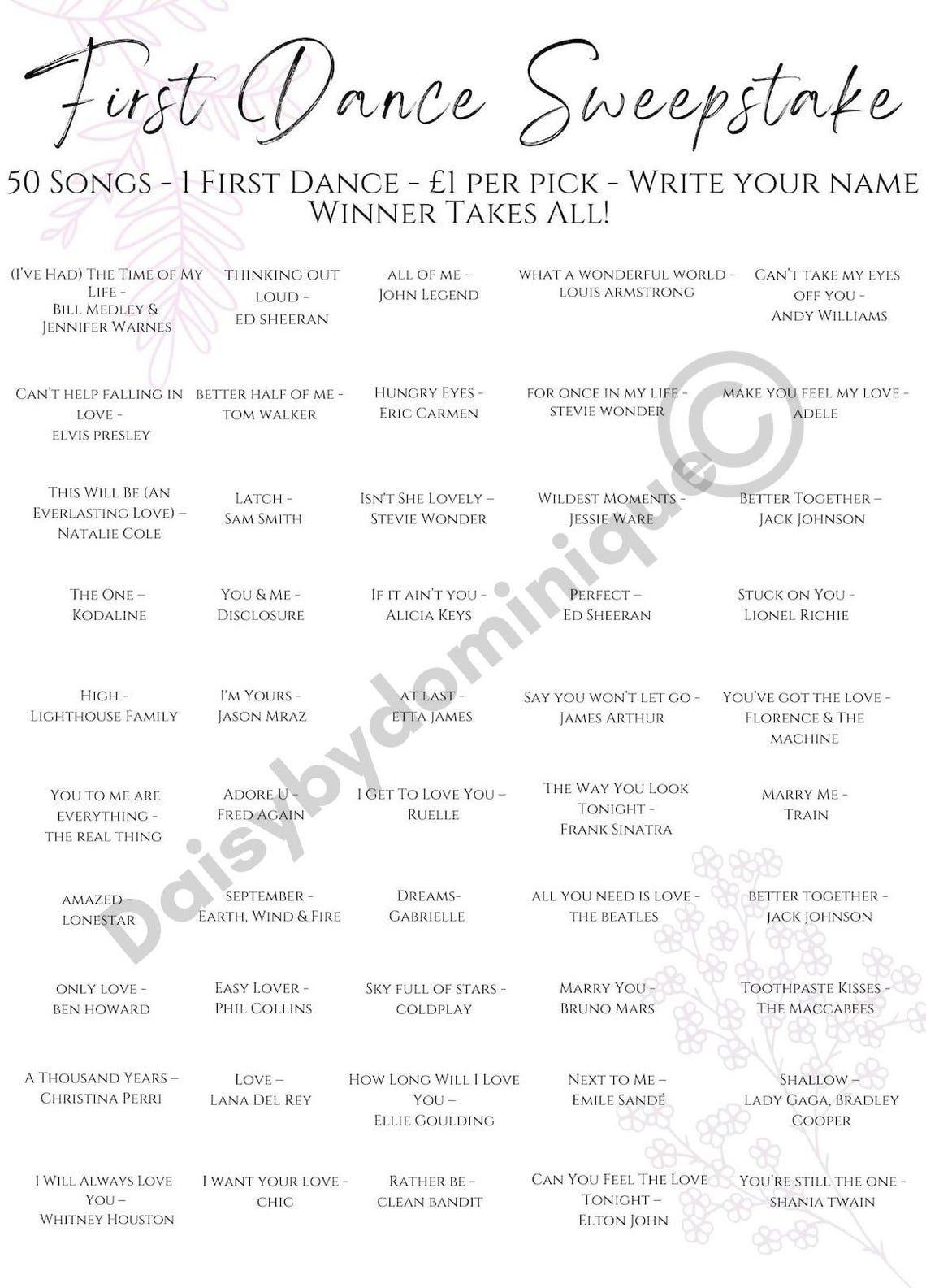 Wedding First Dance Sweepstake - Etsy
