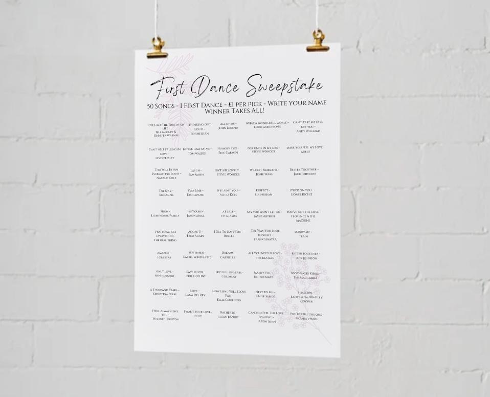 Wedding First Dance Sweepstake - Etsy