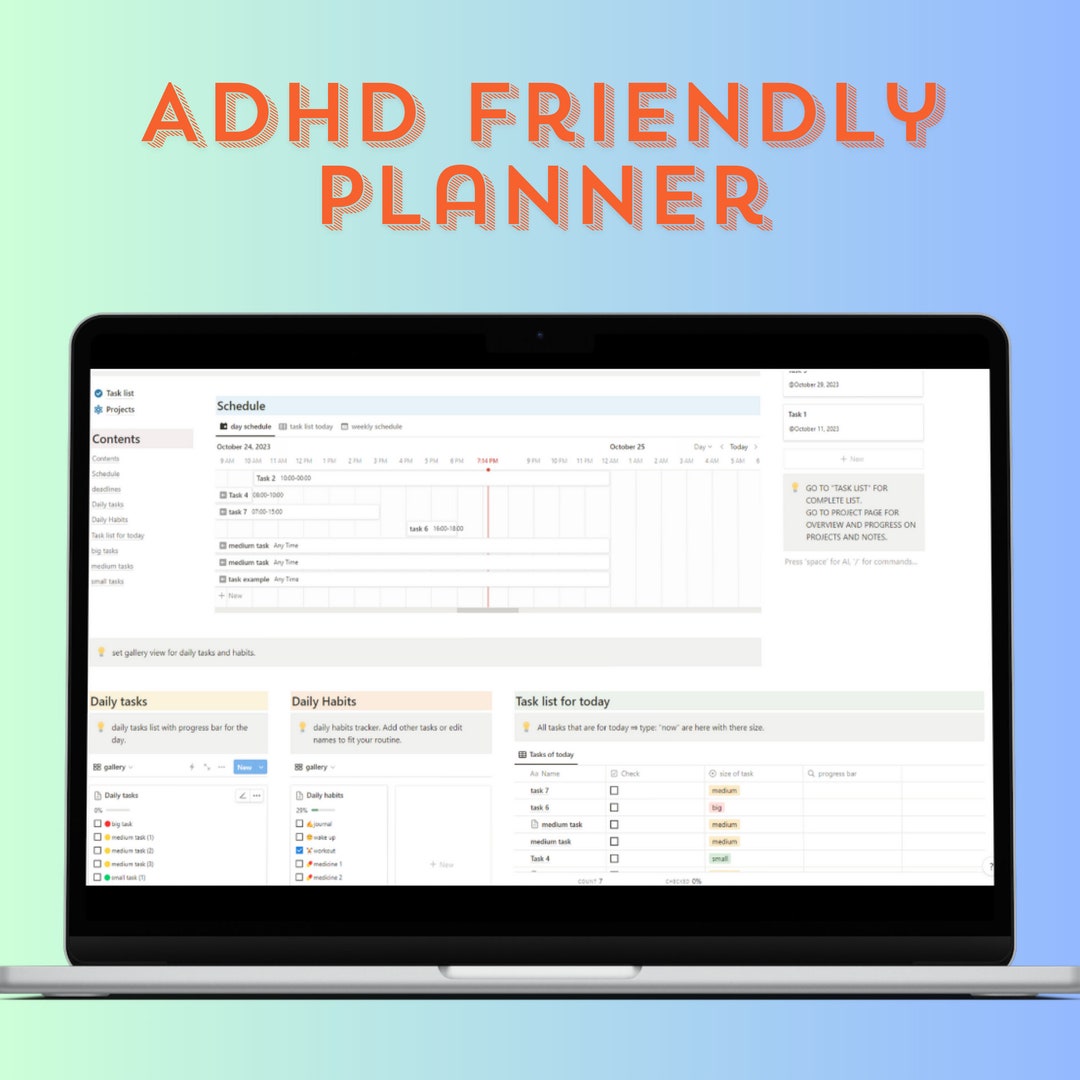 ADHD Friendly Planner - Etsy