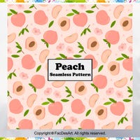 Watercolor Pink Peaches Seamless Pattern: Fabric, Wallpaper (digital ...
