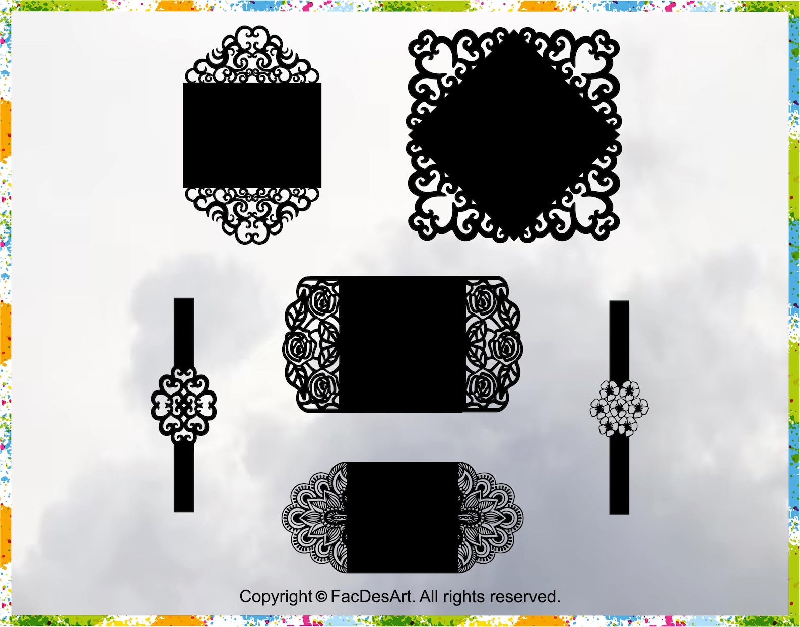 Wedding Invitation SVG Template: Ornate Invite Holder (digital Download ...