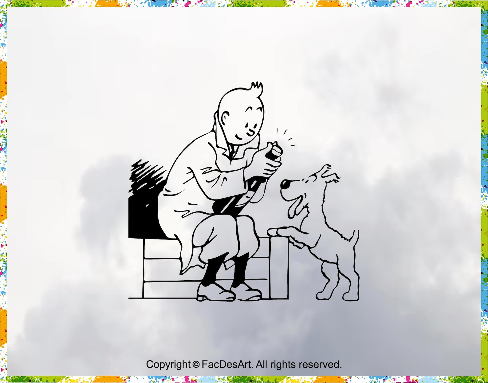 Tintin With Dog SVG: Cartoon Champagne Design, Cricut Silhouette ...
