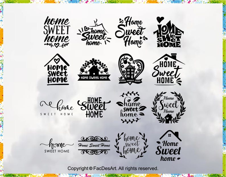 Home Sweet Home SVG Bundle: House Clipart (digital Download) - Etsy