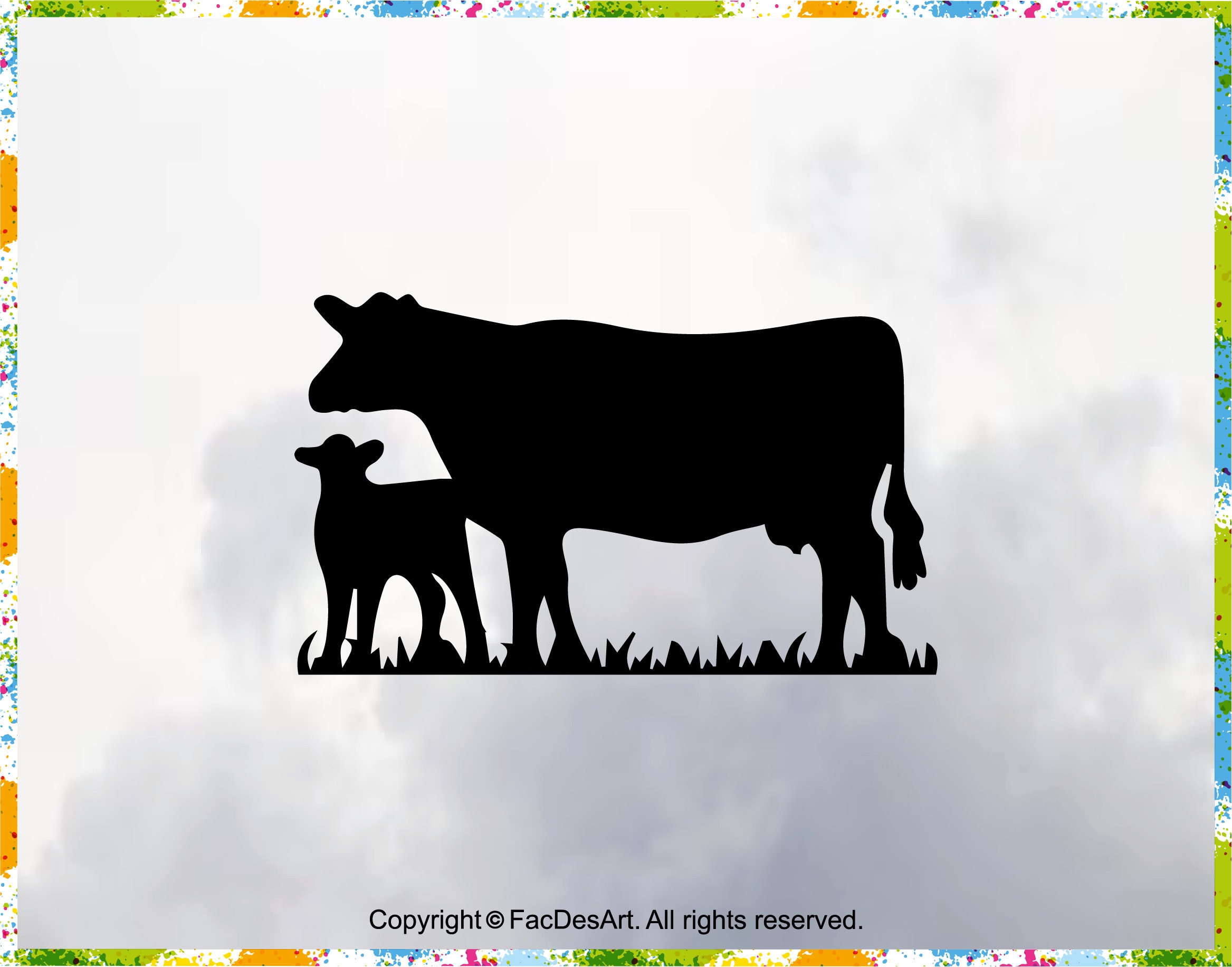 Cow and Calf Silhouette SVG: Farm Design (digital Files) - Etsy