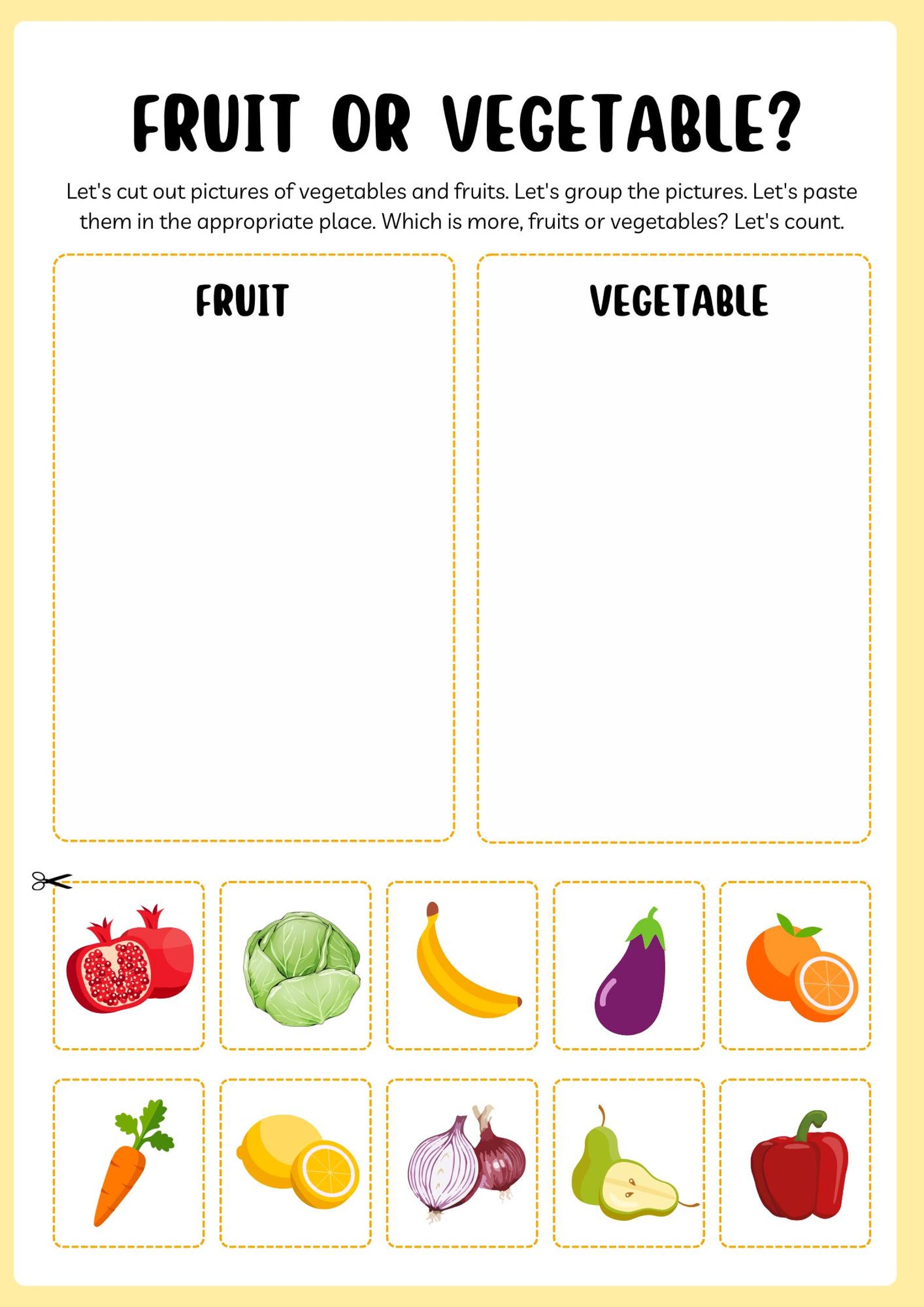 Fruit Vegetable Matching Worksheet: Preschool Activity (PDF) - Etsy