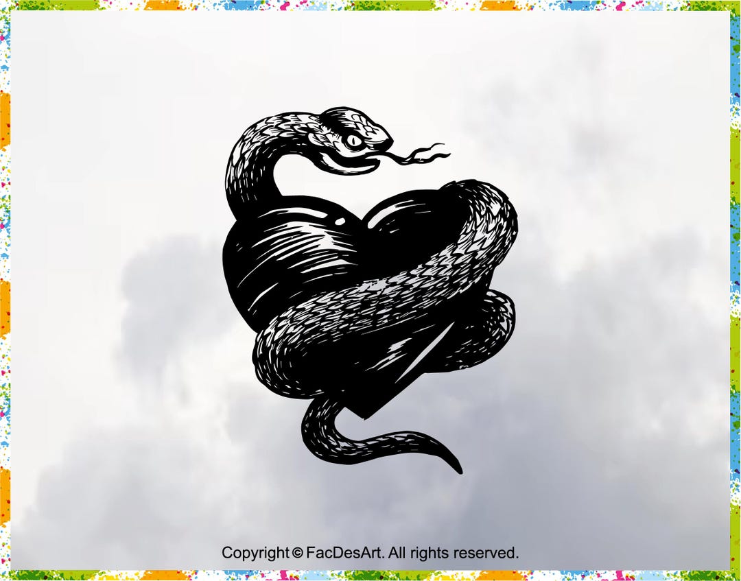 Snake Like Heart Svg, Snake Heart Svg, Snake Heart Clipart, Snake Heart ...