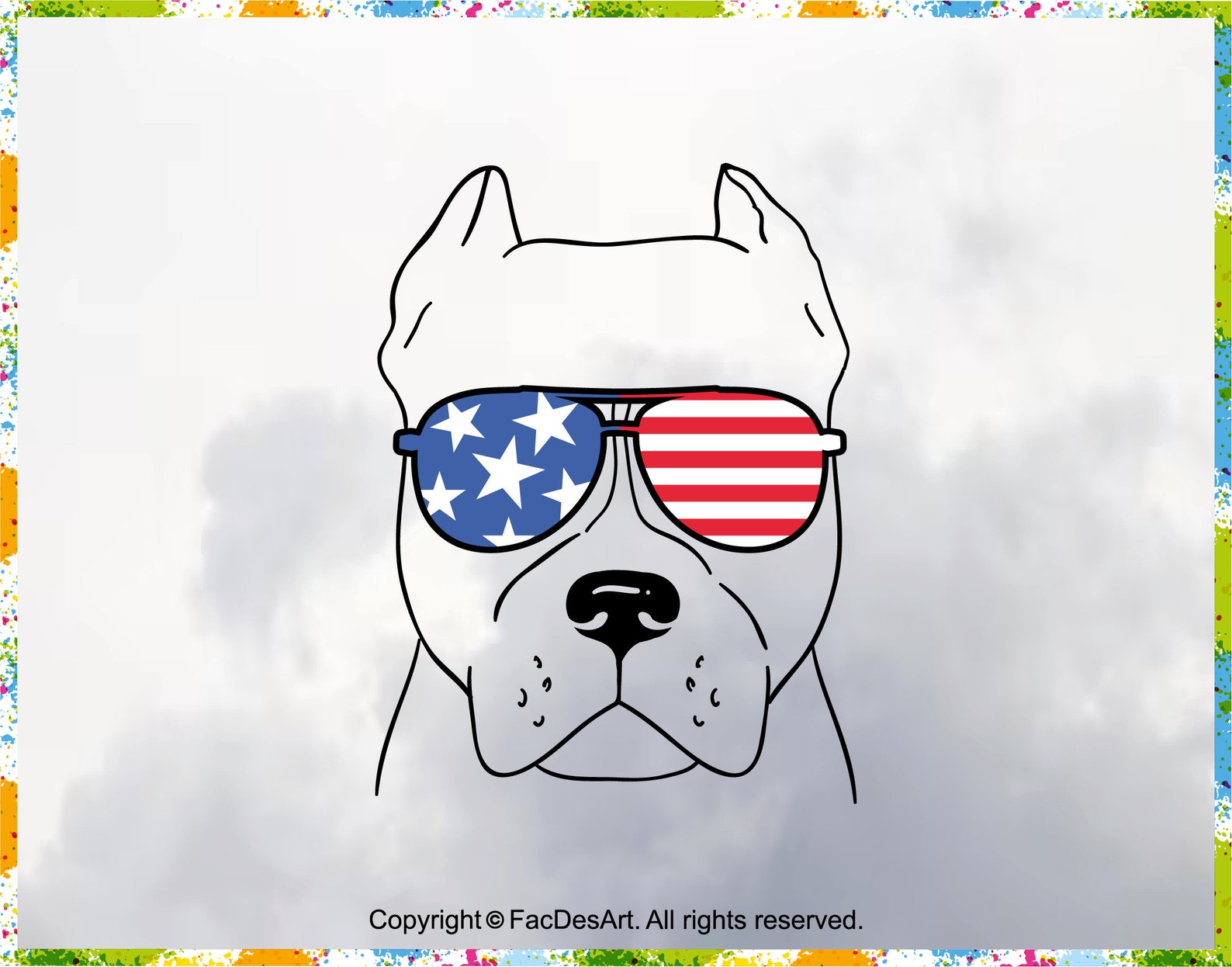 July 4th Pitbull SVG: Patriotic Dog With Glasses (digital Files) - Etsy