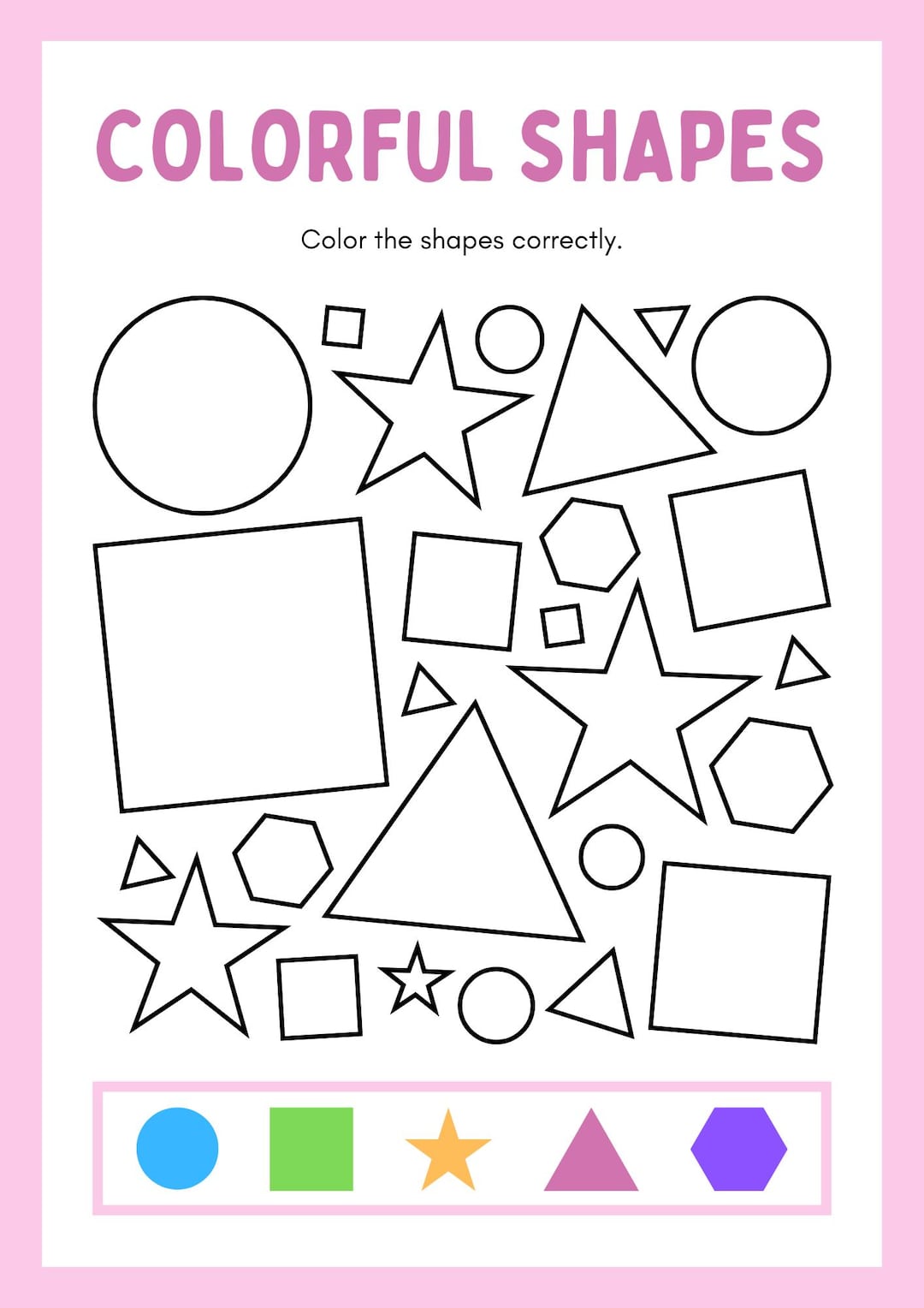 Colorful Shapes Matching Worksheet: Preschool Activity (PDF & PNG) - Etsy