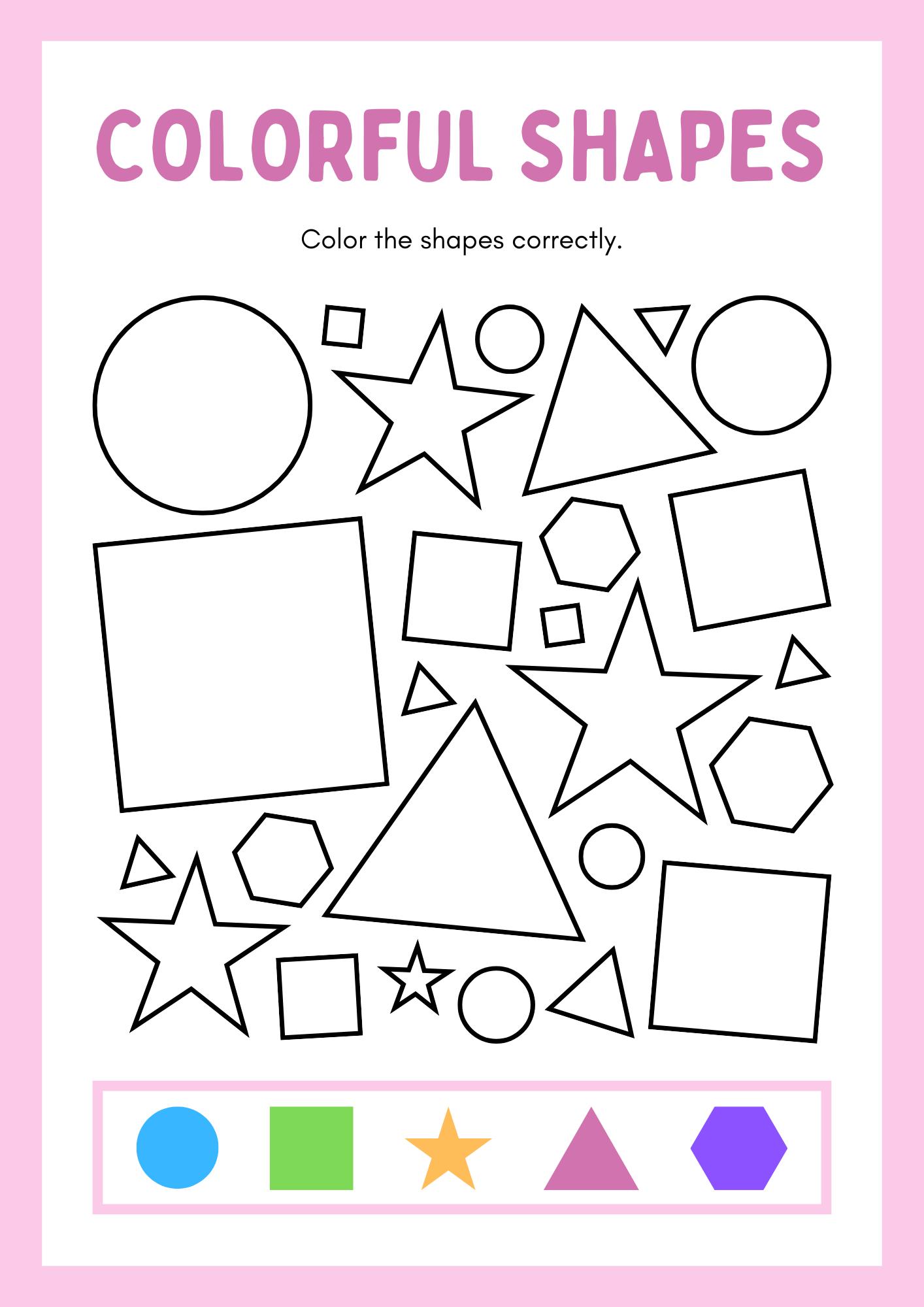 Colorful Shapes Matching Worksheet: Preschool Activity (PDF & PNG) - Etsy