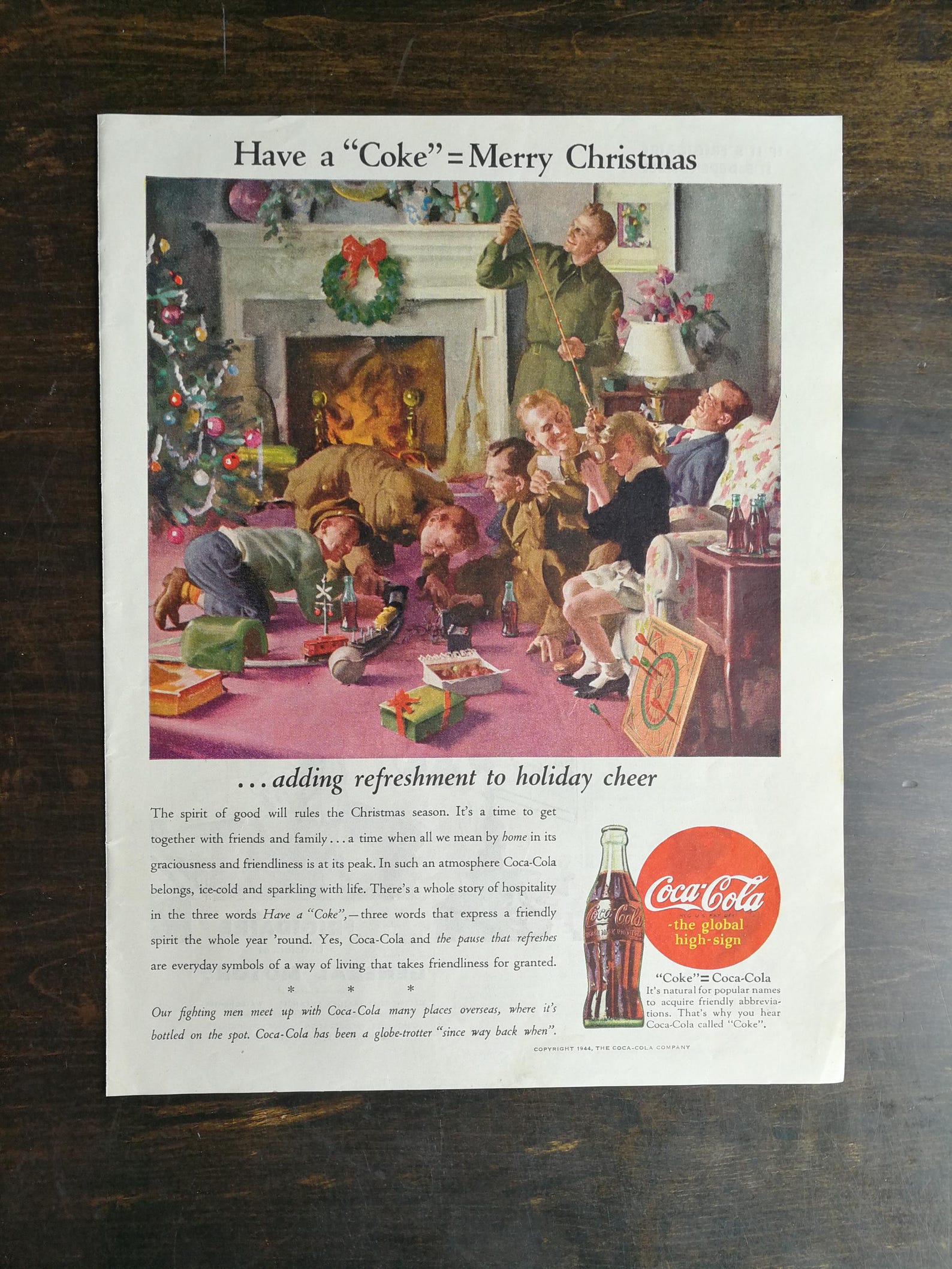 Vintage 1944 Coca-cola WWII Merry Christmas Full Page Original Ad 524 ...