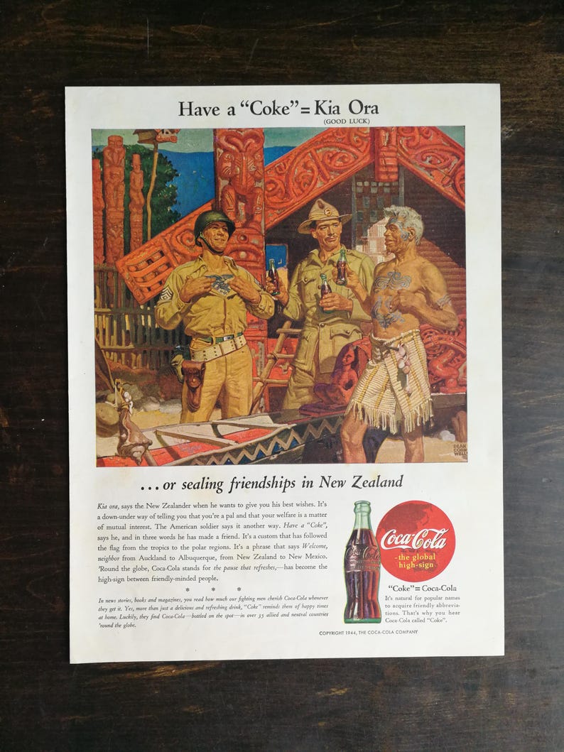 Vintage 1944 Coca-cola Soldiers in New Zealand WWII Full Page Original ...