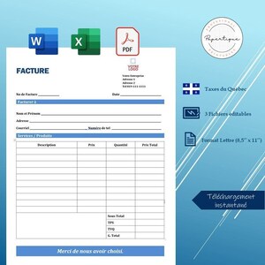 Printable Invoice. Invoice Form. Word Invoice. Excel Invoice. PDF ...
