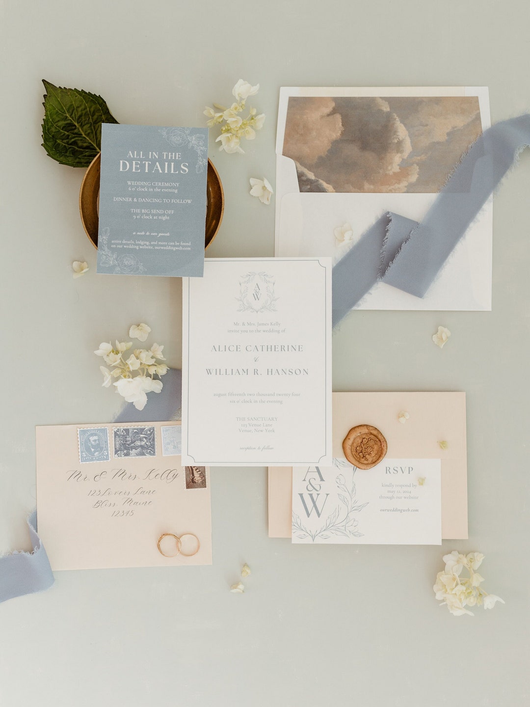 Floral Crest Wedding Invitation Template, Monogram Wedding Crest Design ...