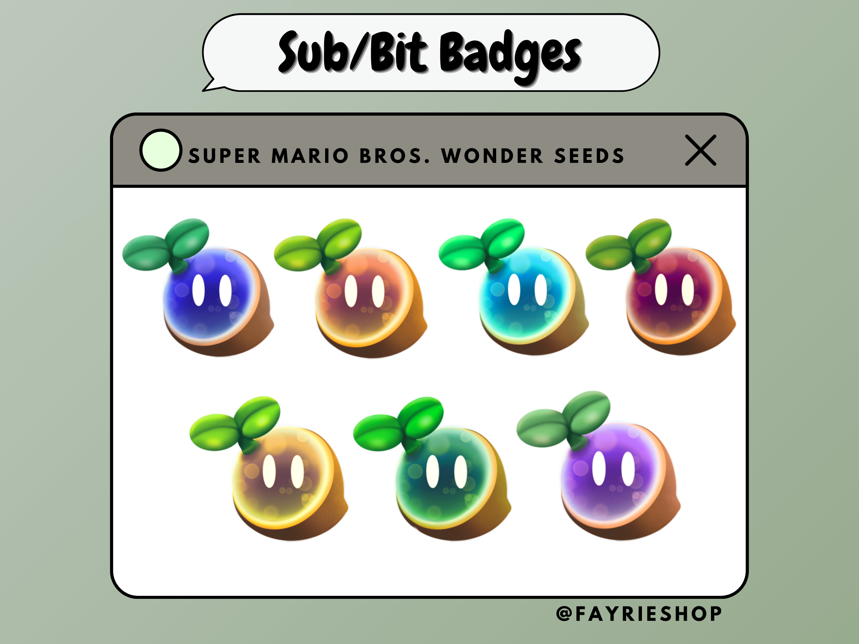 7x Sub/bit Badges Super Mario Bros. Wonder Seeds/emote/twitch - Etsy