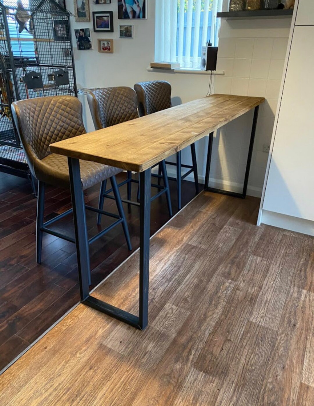 Industrial Wooden Breakfast Bar Table With Rustic Steel Legs - Etsy UK
