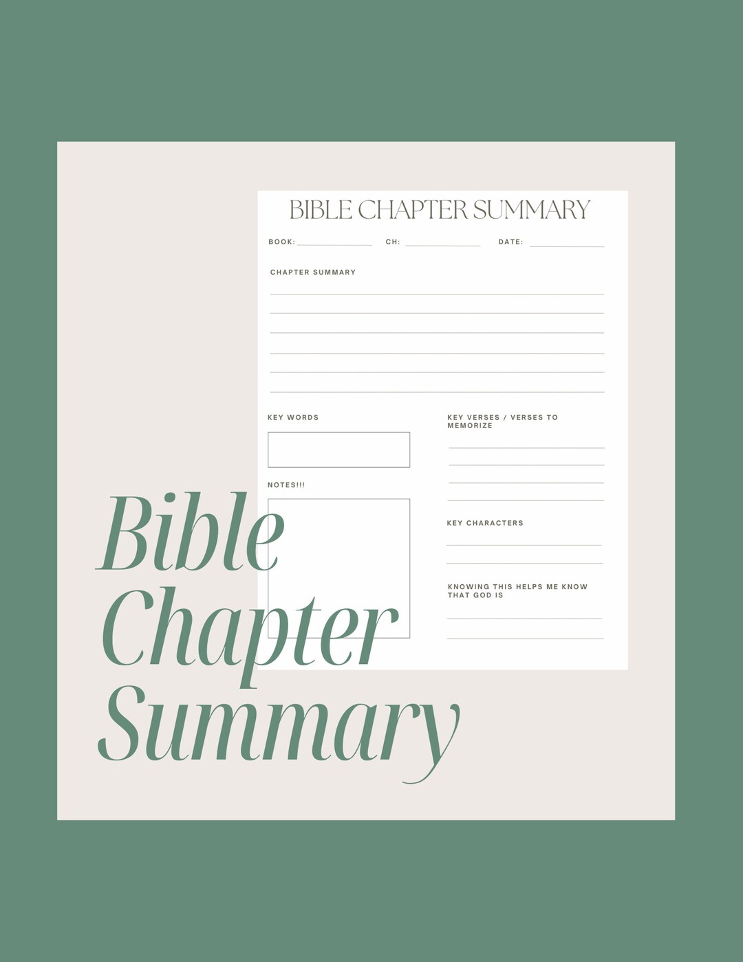 Bible Chapter Summary Page - Etsy