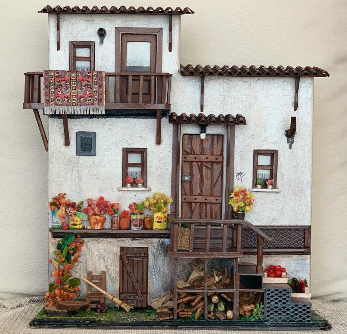 Collectable Handmade Miniature Triplex Turkish House Gift by Mehmet ...