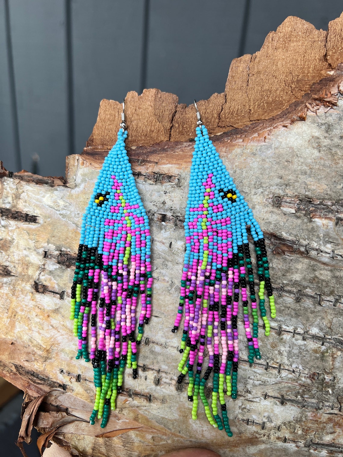 Fireweed Flowers With Bumblebee Alaska Beaded Dangle Earrings - Etsy