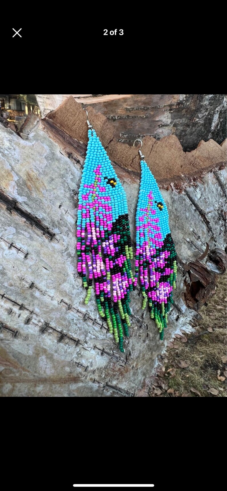 Fireweed Flowers With Bumblebee Alaska Beaded Dangle Earrings - Etsy