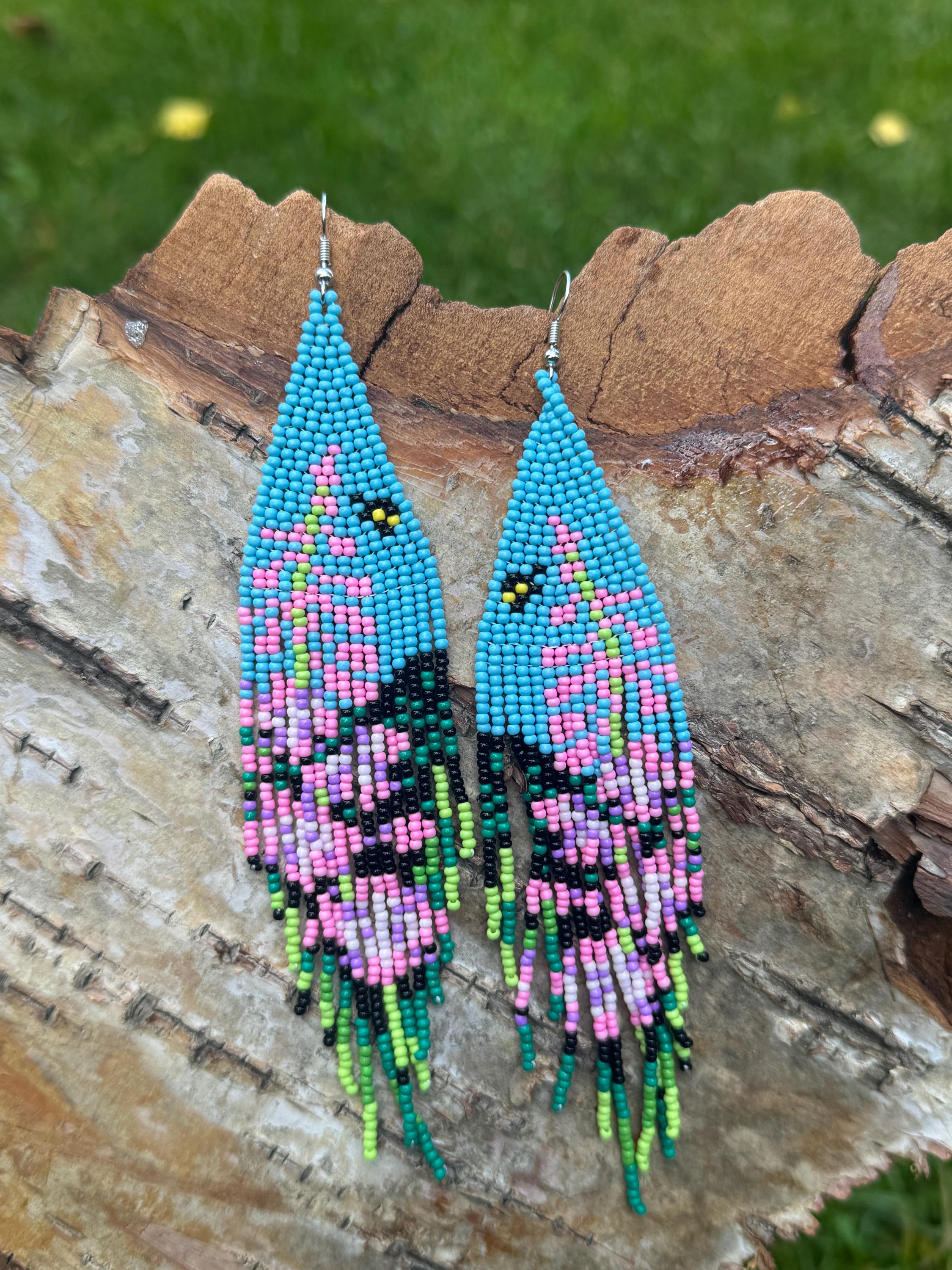 Fireweed Flowers With Bumblebee Alaska Beaded Dangle Earrings ...