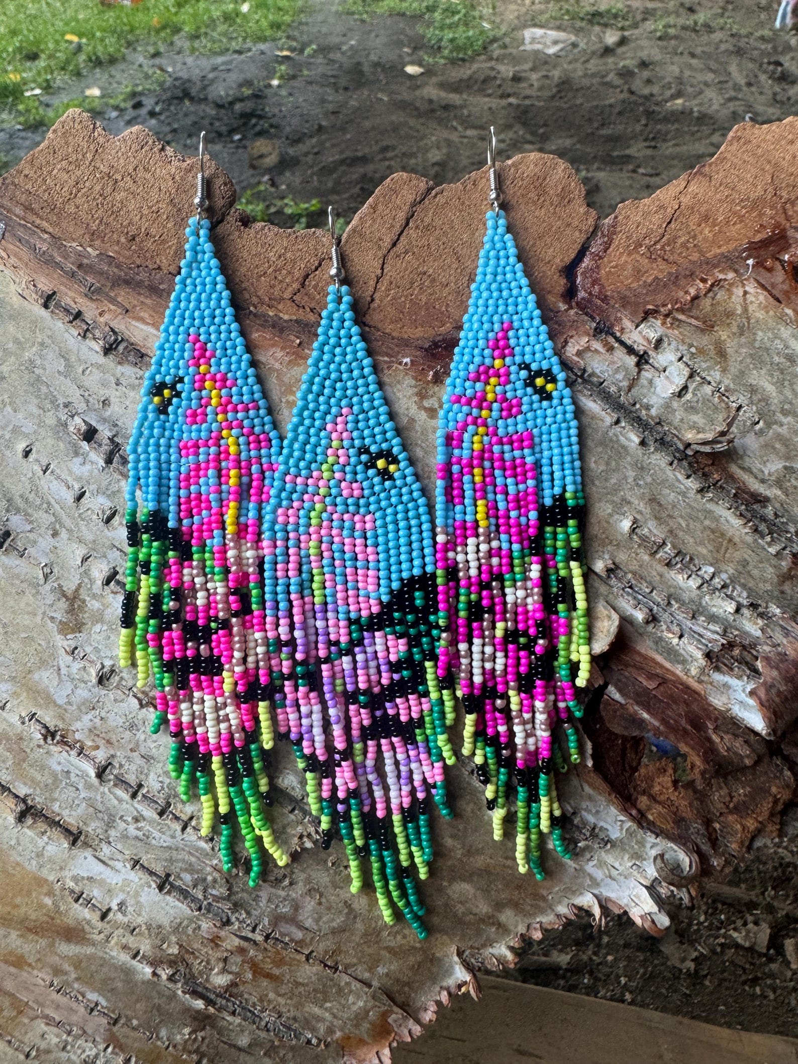Fireweed Flowers With Bumblebee Alaska Beaded Dangle Earrings ...