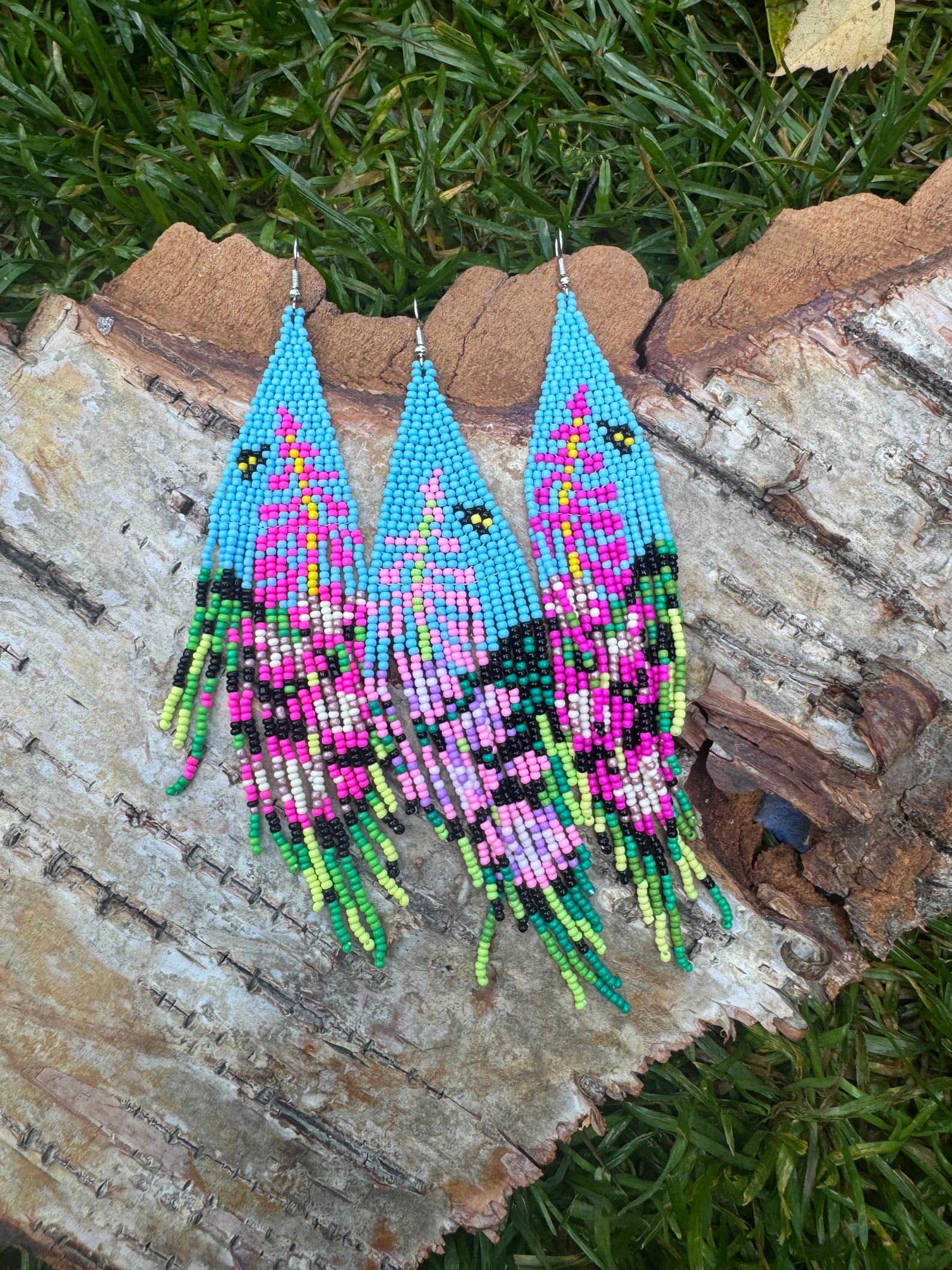 Fireweed Flowers With Bumblebee Alaska Beaded Dangle Earrings ...