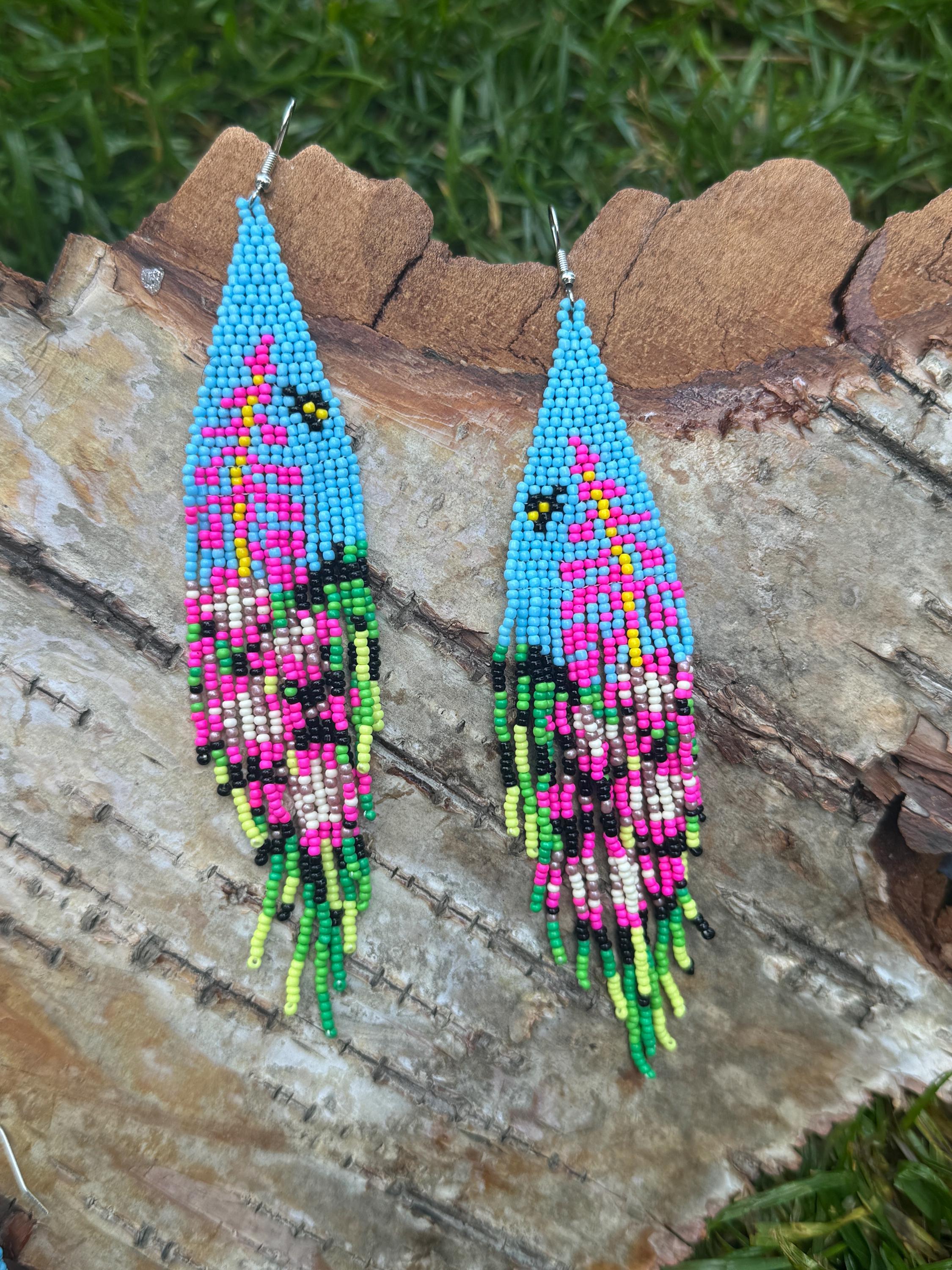 Fireweed Flowers With Bumblebee Alaska Beaded Dangle Earrings ...