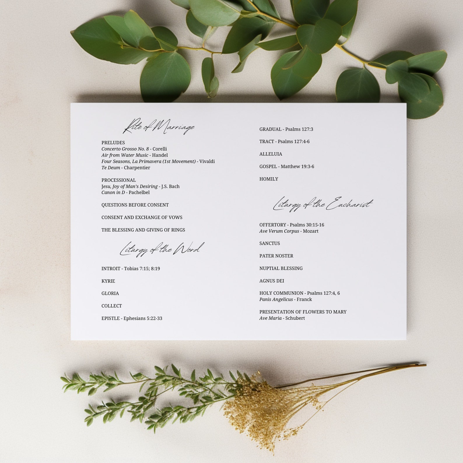 Catholic Wedding Mass Program TLM - Etsy