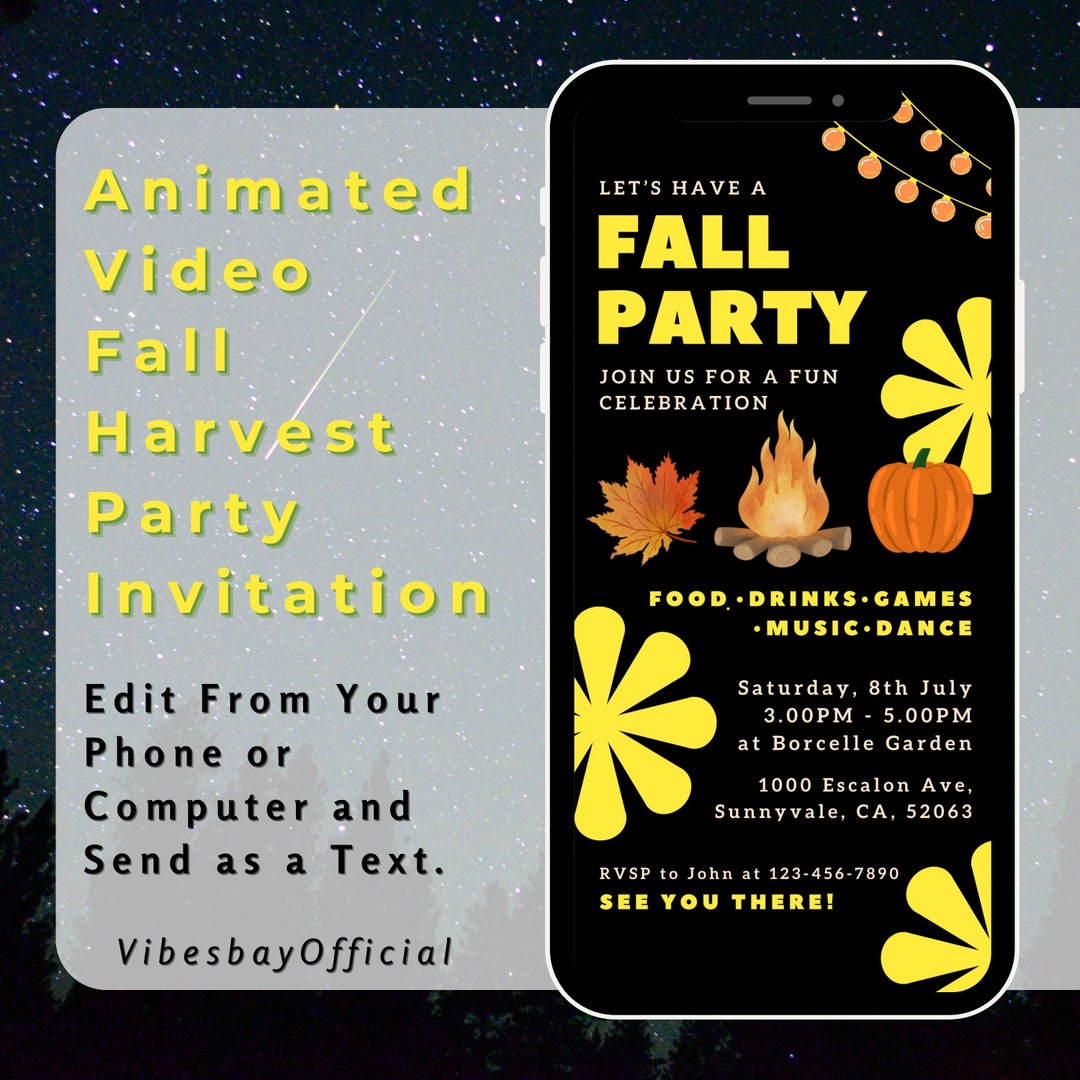 Fall Harvest Party Invitation Template Text Message Invite Fall ...