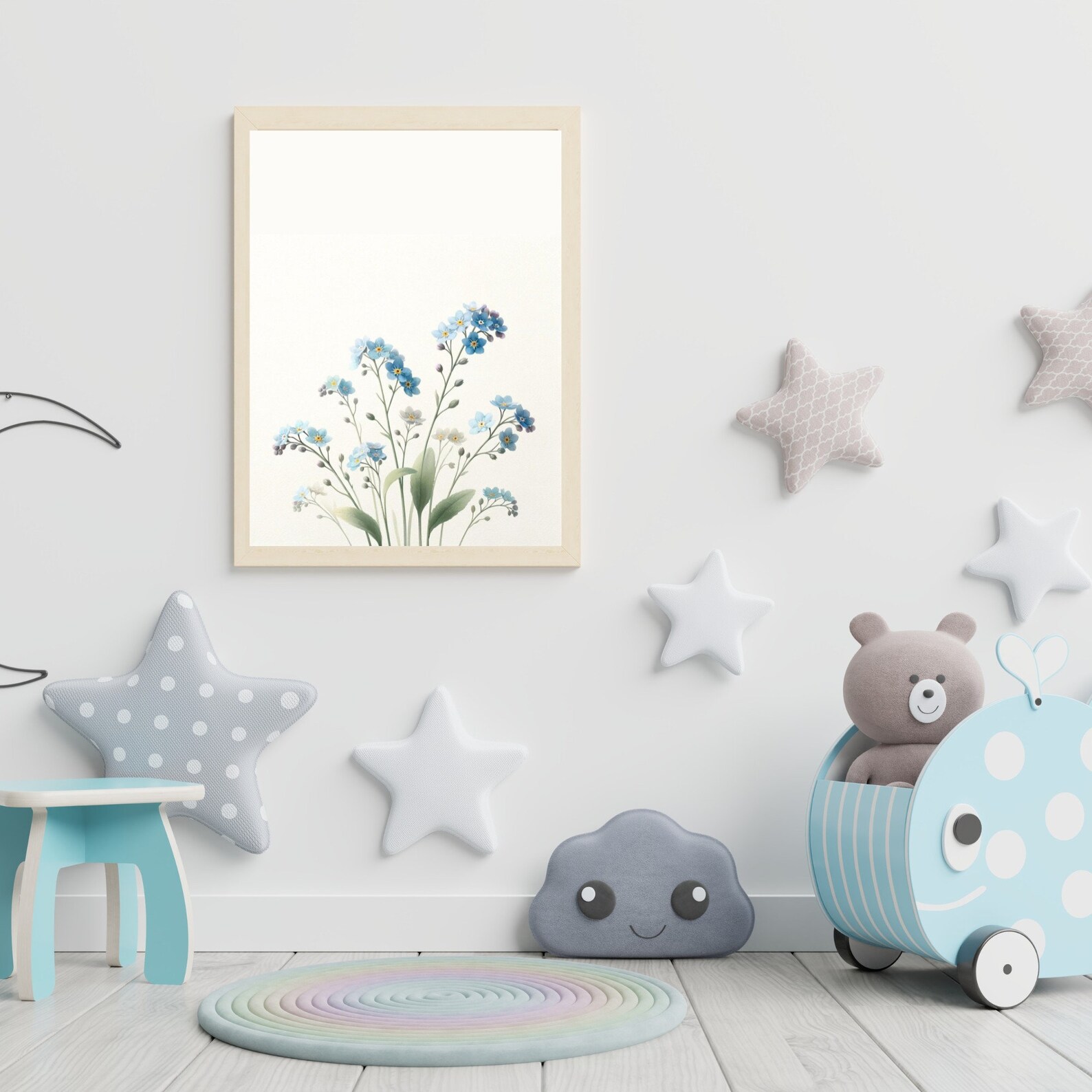 Forget Me Not Print Flower Print Blue Floral Botanical Wall Art Flower ...