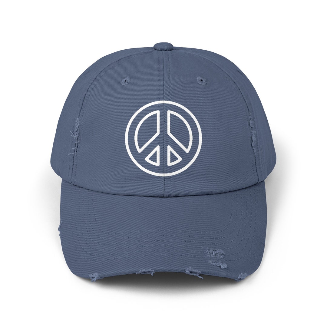 Peace Hat - Hippy Hat - Peace Sign - Distressed Baseball Cap ...