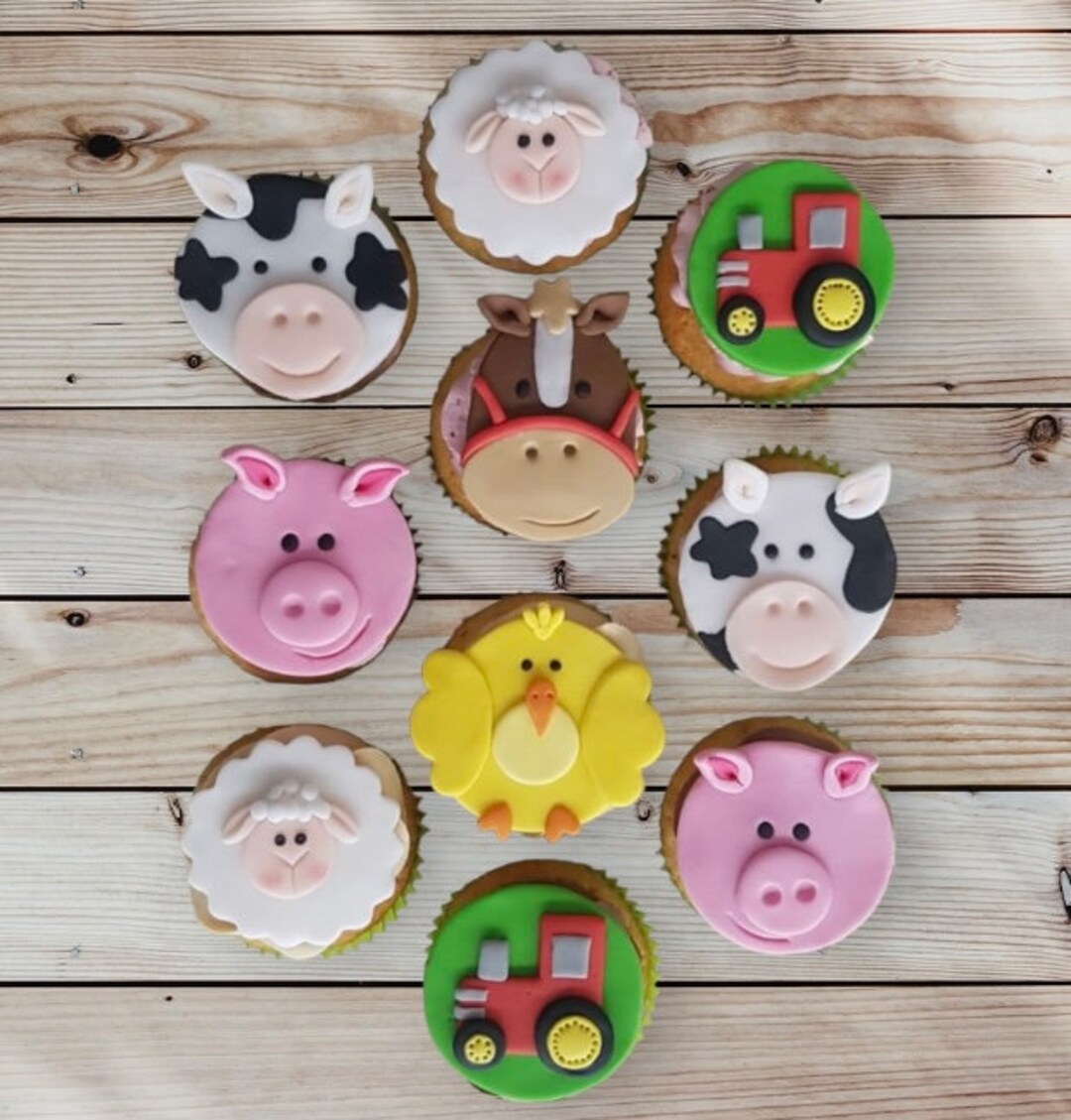 Farm Animals Fondant Cupcake Topper- 12 Ct - Etsy