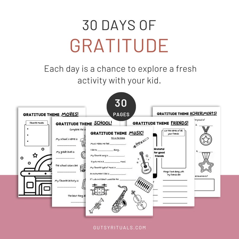 Printable 30 Days of Gratitude Activities for Kids - Etsy