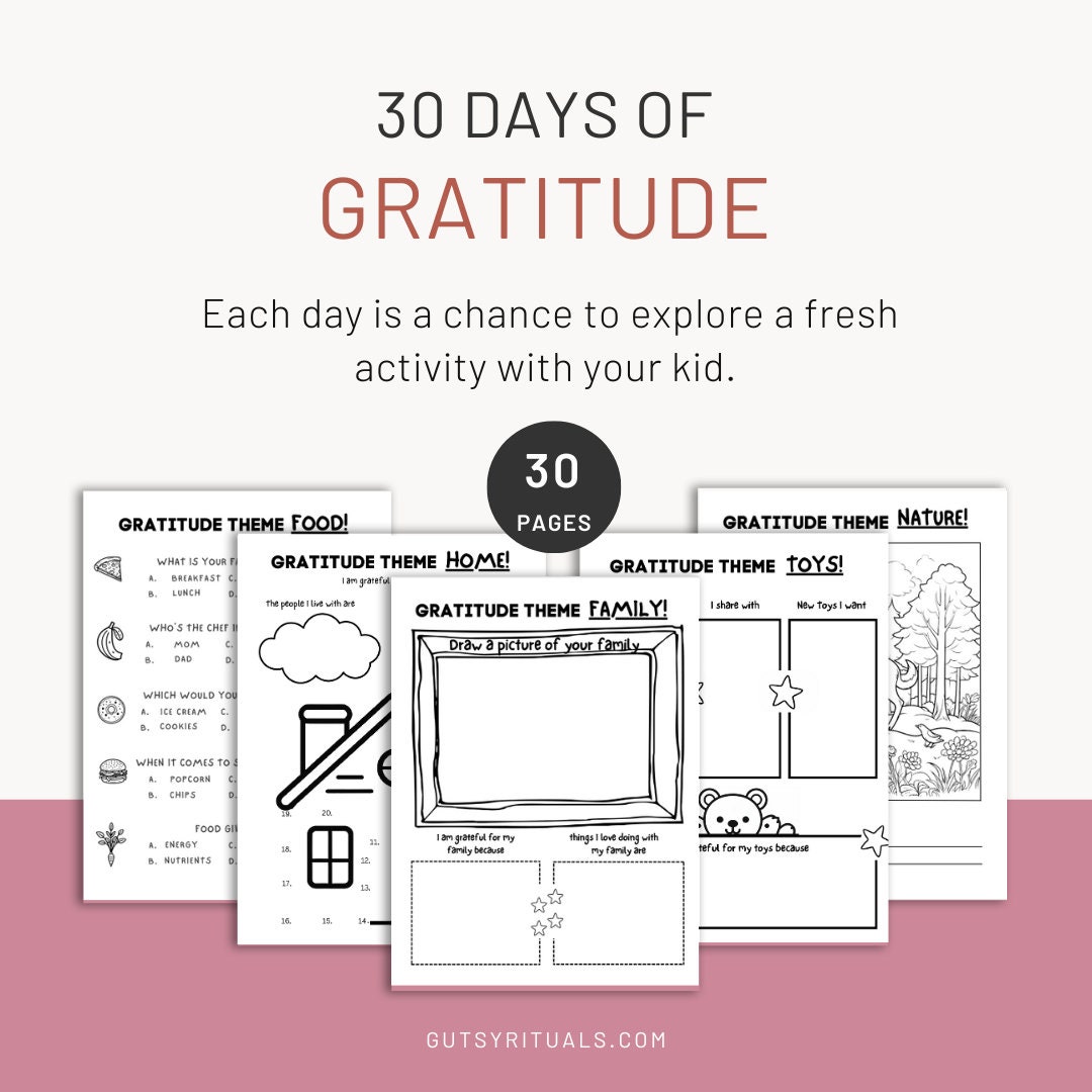 Printable 30 Days of Gratitude Activities for Kids - Etsy